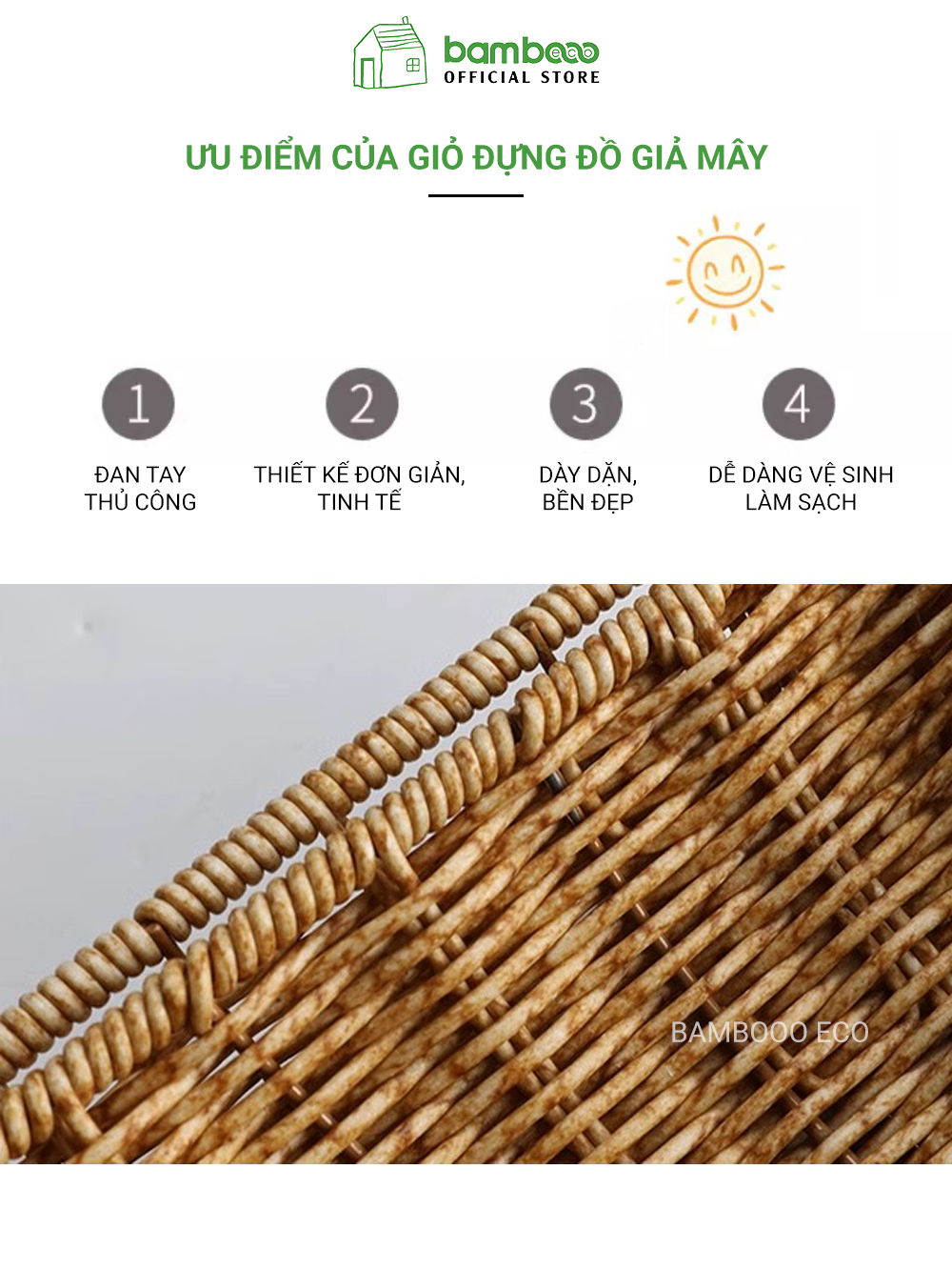 Khay nhựa giả mây BAMBOOO ECO hình vuông đựng đồ khô, bánh kẹo | Shopee ...