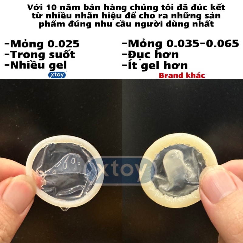 Bao cao su xtoy siêu mỏng, kéo dài thời gian, nhiều gel bôi trơn - Hộp ...