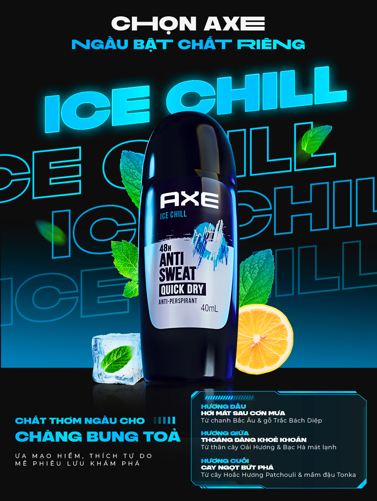 Lăn khử mùi Axe hương nước hoa 40ml nam tính ngăn mùi 48h | Shopee Việt Nam