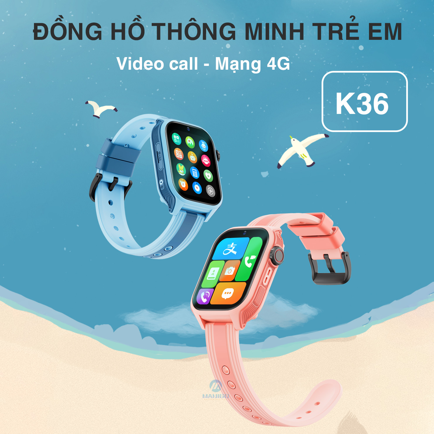 Đồng hồ thông minh trẻ em Valdus VK36 kid 4G watch video call định vị ...