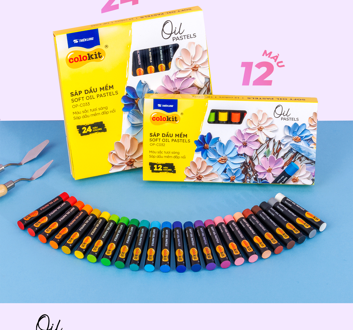 Bút sáp dầu 12/24 màu - Soft Oil Pastels Thiên Long Colokit - Màu sắc ...