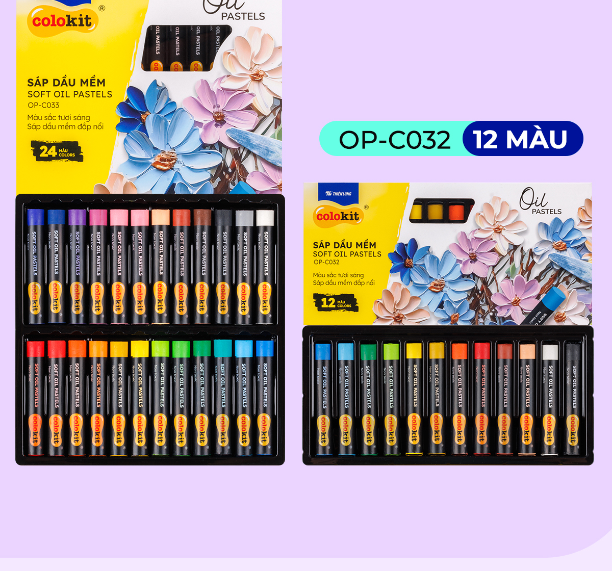 Bút sáp dầu 12/24 màu - Soft Oil Pastels Thiên Long Colokit - Màu sắc ...