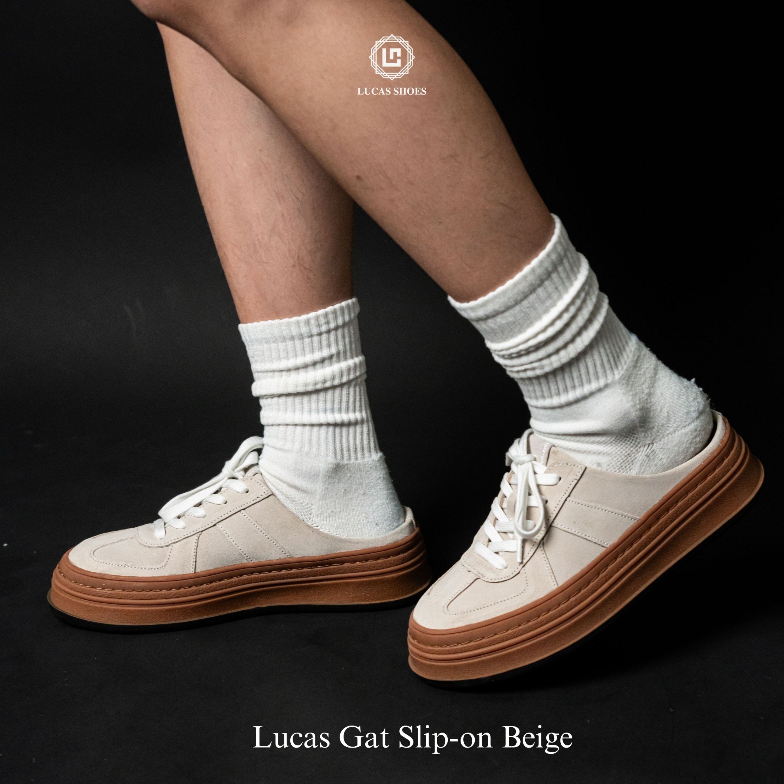 Giày Sục Nam Nữ Gat Slip On Lucas, Chất Liệu Da Bò, Tăng Chiều Cao 4 ...