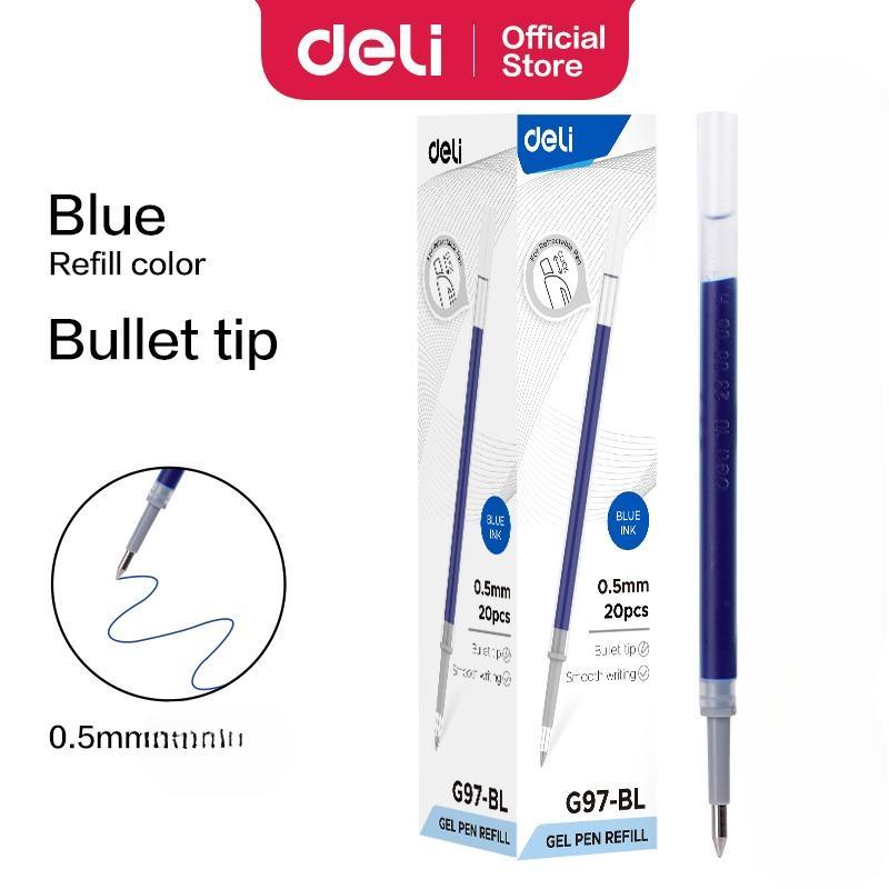 Hộp 20 ruột bút gel Deli ngòi 0,5mm viết êm, trơn tru, mực cao cấp ...