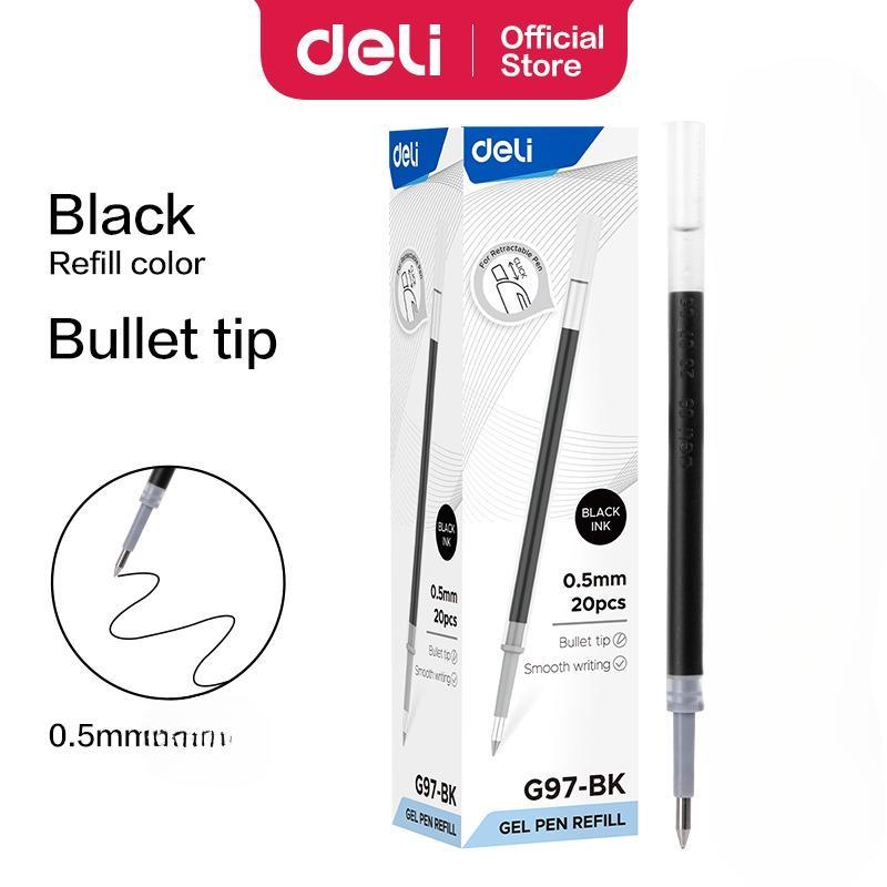 Hộp 20 ruột bút gel Deli ngòi 0,5mm viết êm, trơn tru, mực cao cấp, nhanh khô thay thế cho A575 ...