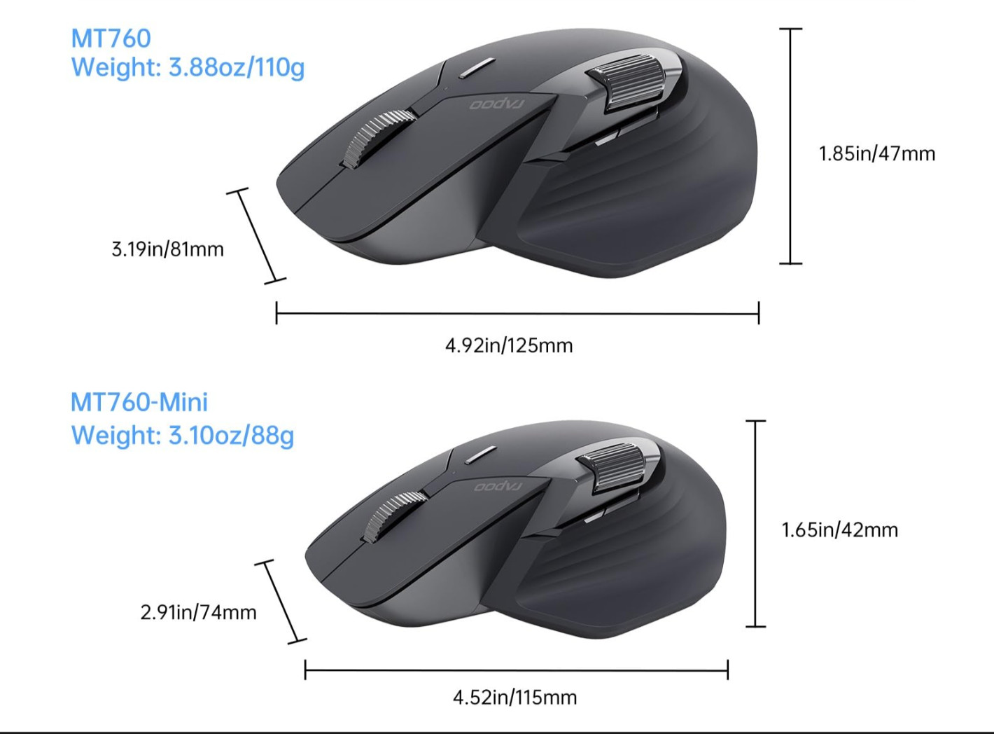 Chuột Không Dây Rapoo MT760 Silent Pin sạc 800mAh-Bluetooth,2.4G ,Có ...