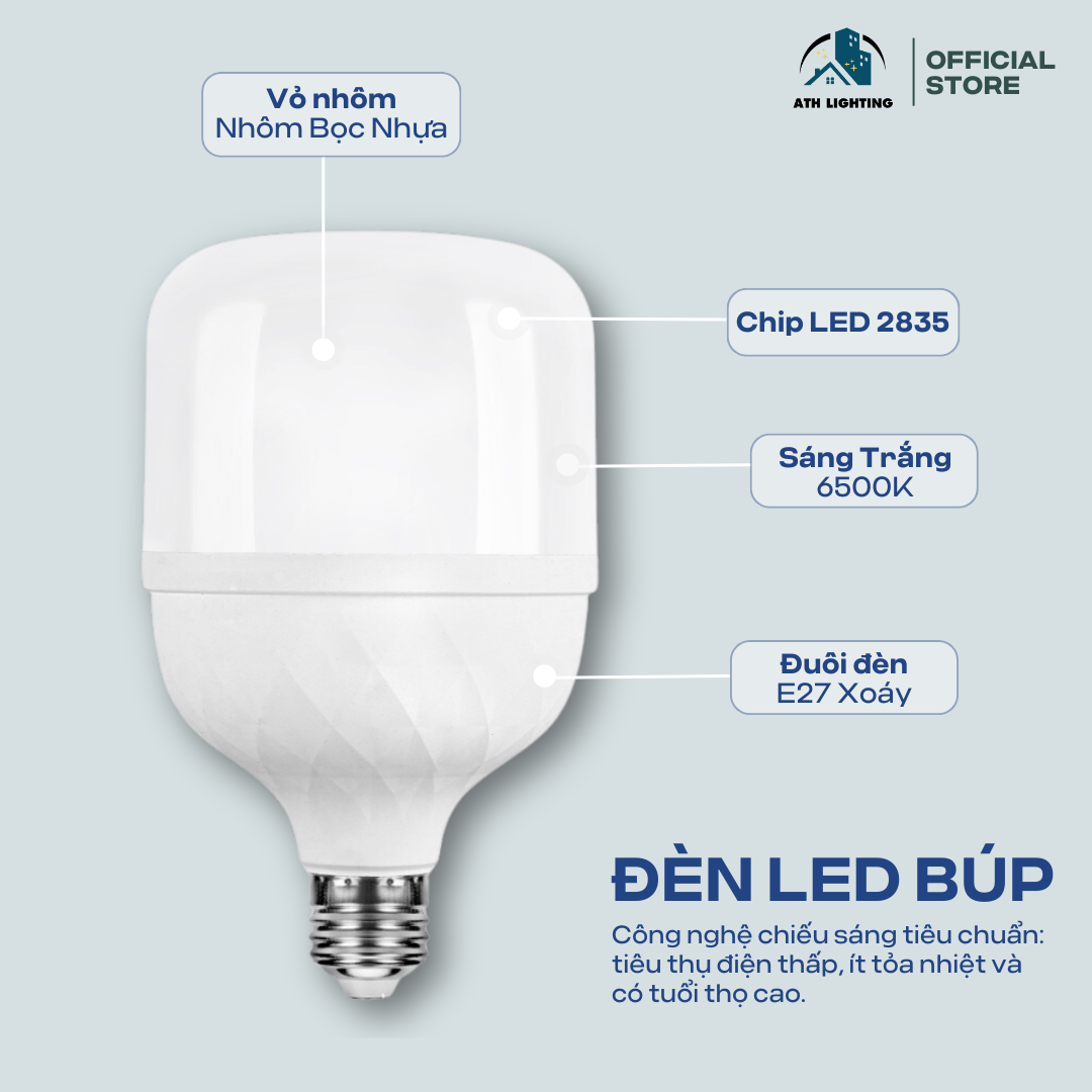 Bóng Đèn LED BULD ATH LIGHTING Loại Led Buld Trụ Bọc Nhôm Chống Nước ...