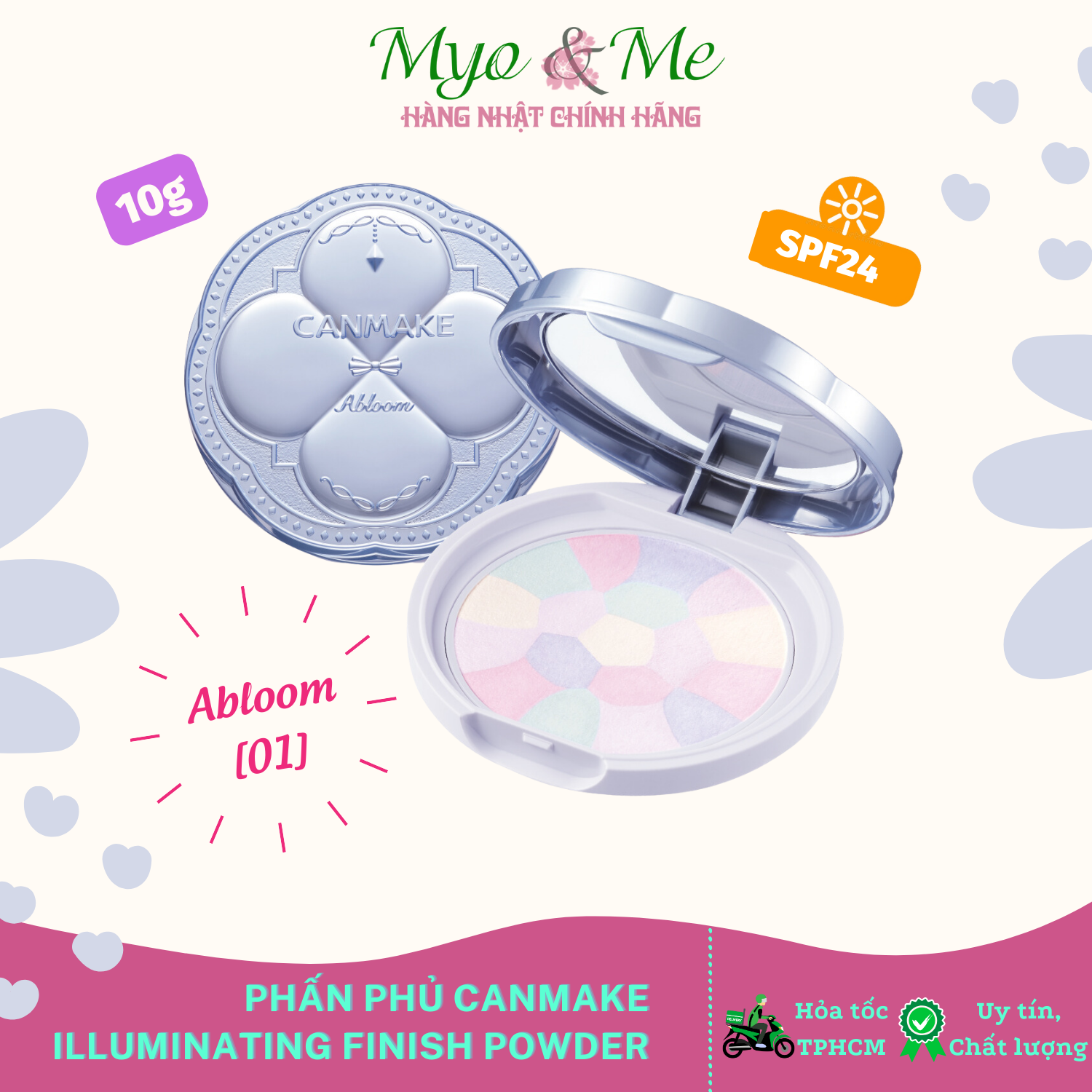 Phấn phủ Canmake Illuminating Finish Powder đa sắc kiềm dầu, chống nắng ~Abloom~ Nhật Bản ...