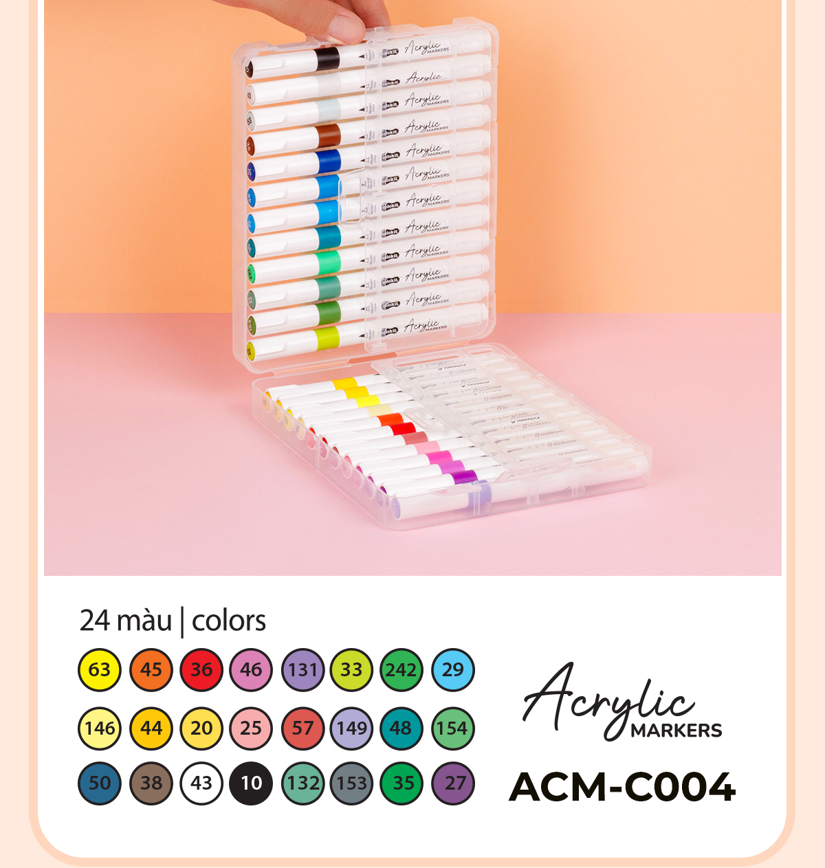 Bút lông màu Acrylic Markers 1 đầu brush Thiên Long Colokit 12/24/36 ...