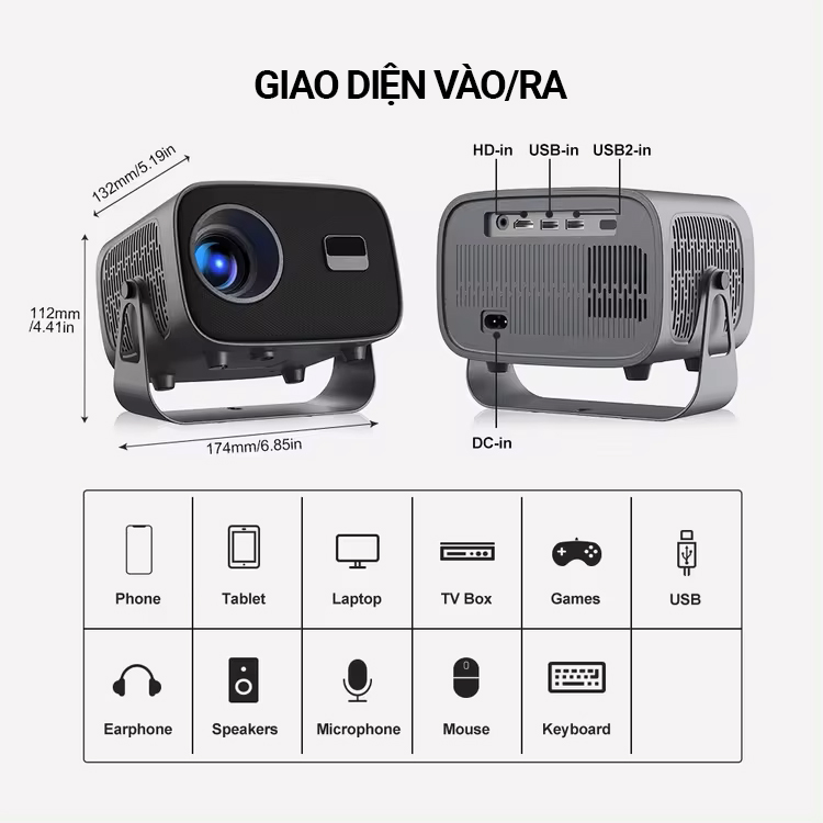 Máy chiếu mini KAW K650/K670 Plus chính hãng chất lượng siêu nét, kích ...