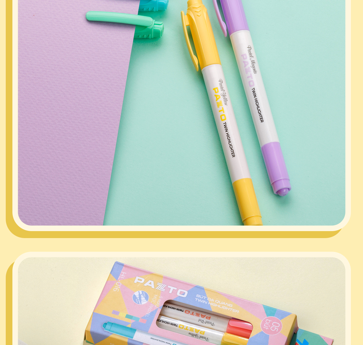 Hộp 5 bút dạ quang 2 đầu màu Pastel Thiên Long Pazto HL-016 - Màu ...