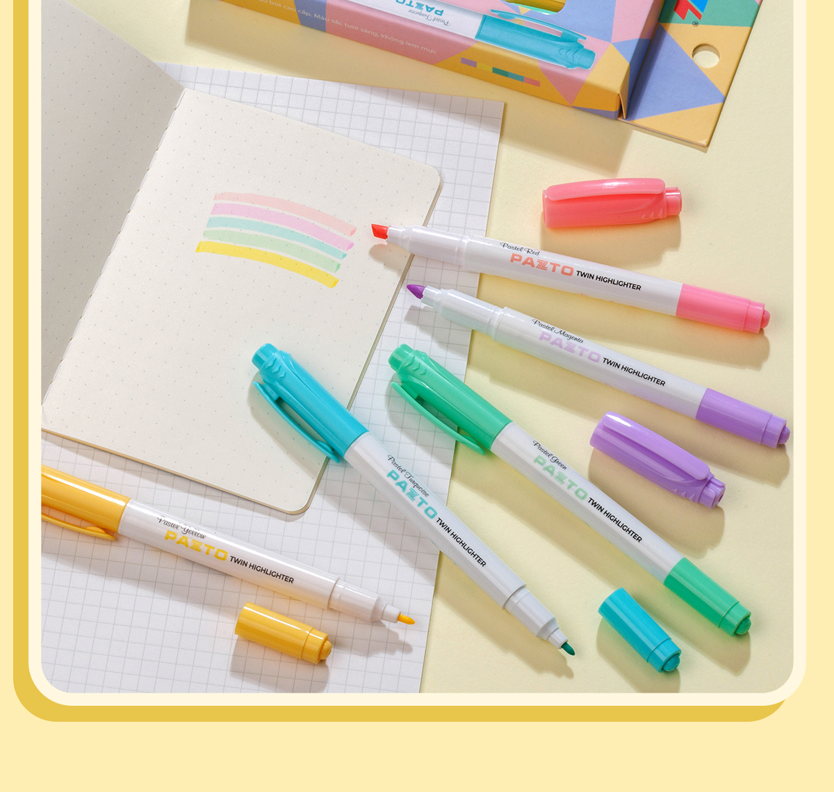 Hộp 5 bút dạ quang 2 đầu màu Pastel Thiên Long Pazto HL-016 - Màu ...