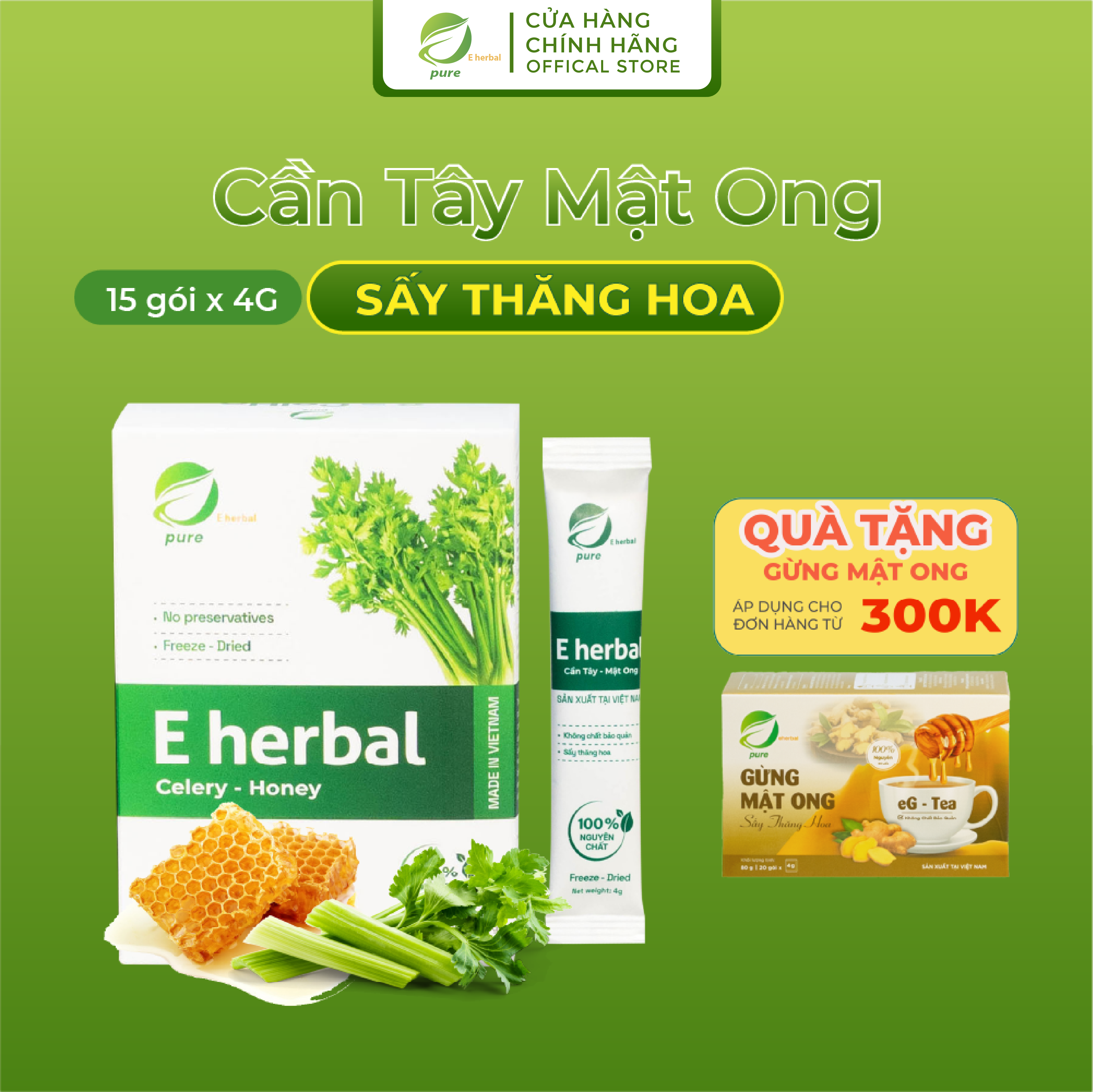 Bột Cần Tây Mật Ong Eherbal Bột Detox Sấy Thăng Hoa Giảm Cân, Tiêu Hóa ...