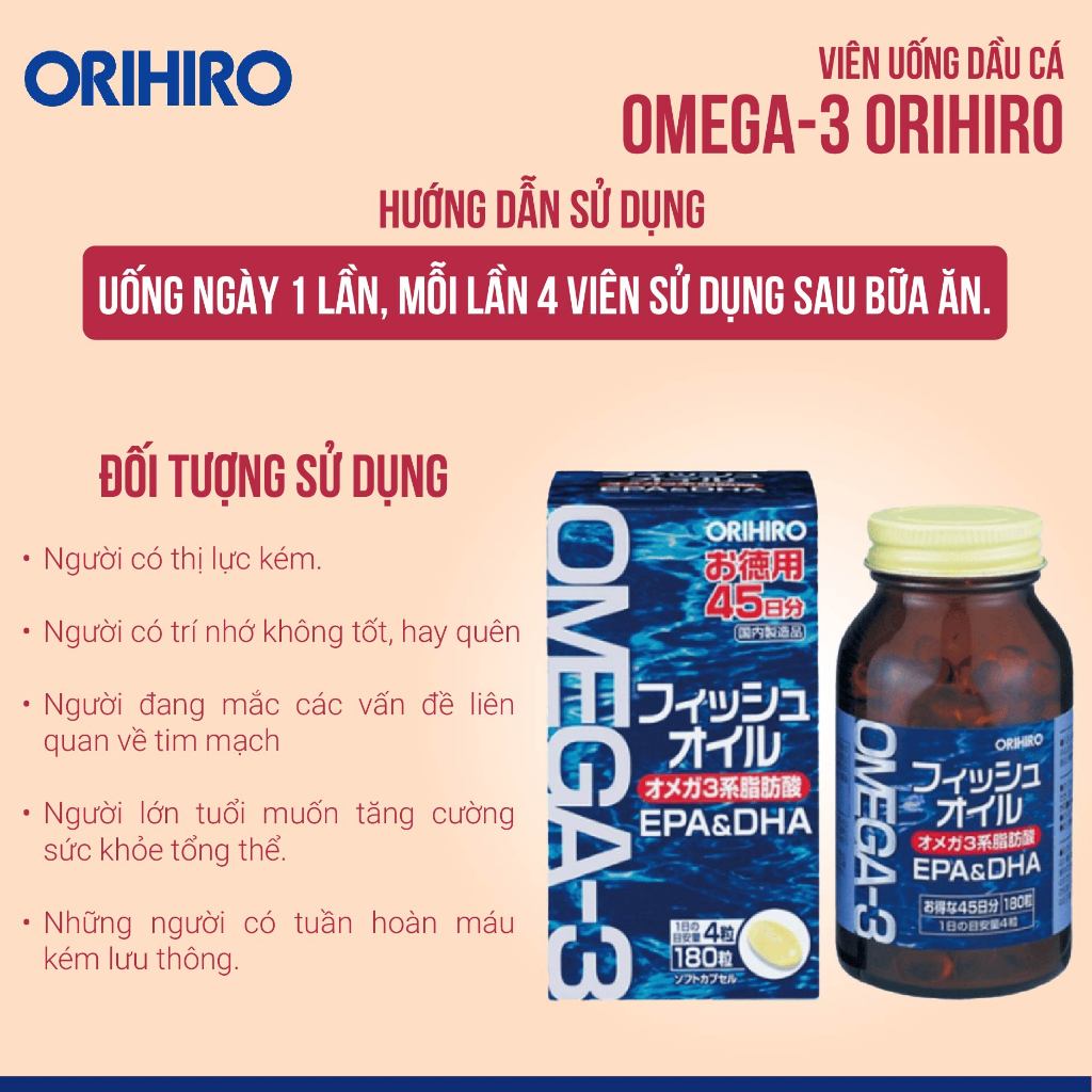 Viên Uống Dầu Cá Omega 3 ORIHIRO Bổ Mắt Hỗ Trợ Tim Mạch Hỗ Trợ Bổ Não Hộp 180 Viên | Shopee Việt Nam