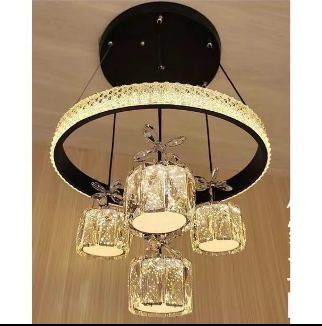 Đèn thả MONSKY KUMA led mâm hoa pha lê 3 chế độ ánh sáng sang trọng ...