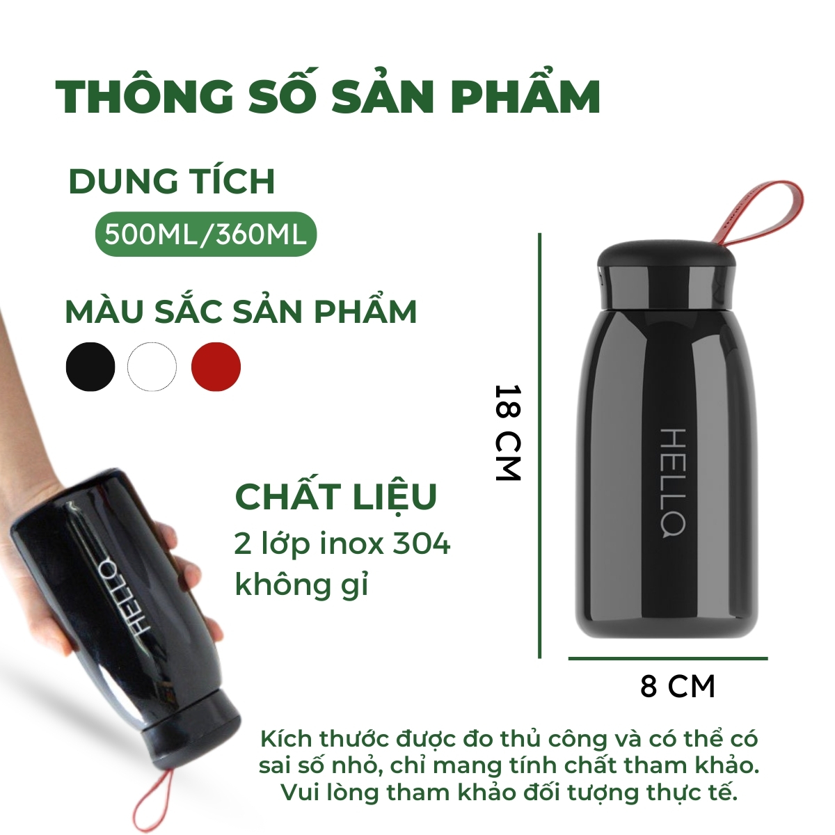 Bình giữ nhiệt SWEEJAR thể tích 360ML/520ML, bình nước,bình nước giữ nhiệt, bình nước mini (BN42 ...