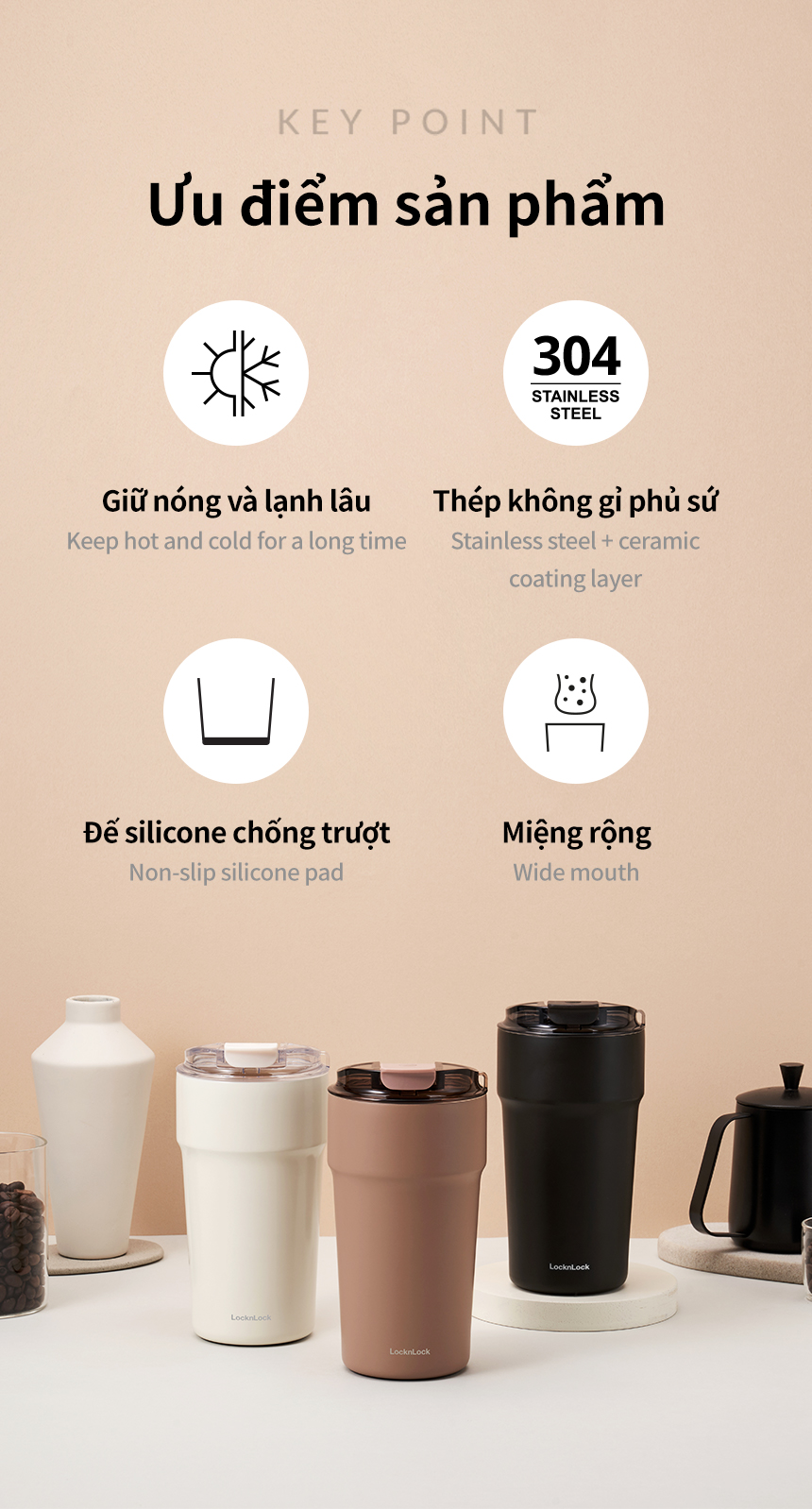Ly Giữ Nhiệt LocknLock 500ML, Bình Giữ Nhiệt Cao Cấp Nhỏ Chính Hãng Có ...