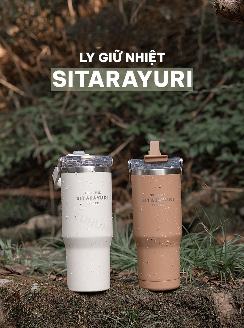 Ly giữ nhiệt khắc tên SITARAYURI 600/900ml, bình uống nước inox 304 giữ nhiệt nóng lạnh có quai ...