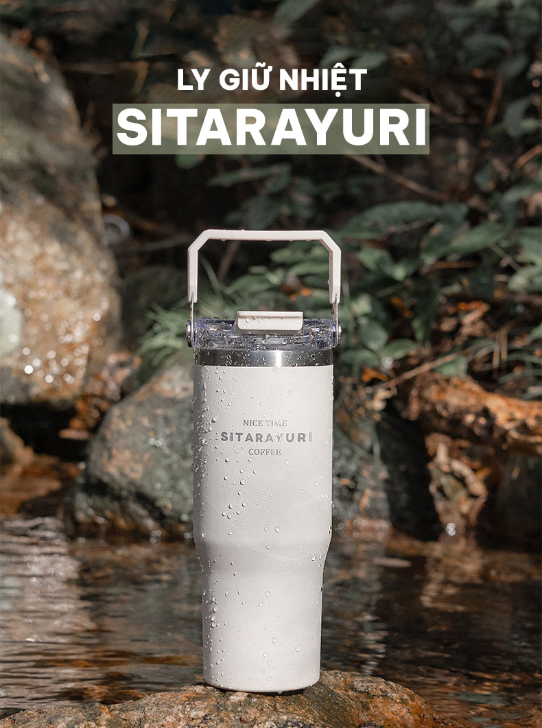 Ly giữ nhiệt khắc tên SITARAYURI 600/900ml, bình uống nước inox 304 giữ nhiệt nóng lạnh có quai ...
