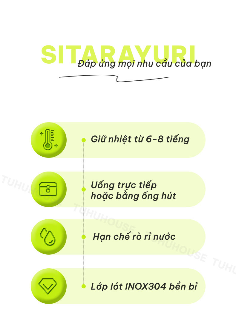 Ly giữ nhiệt khắc tên SITARAYURI 600/900ml, bình uống nước inox 304 giữ nhiệt nóng lạnh có quai ...