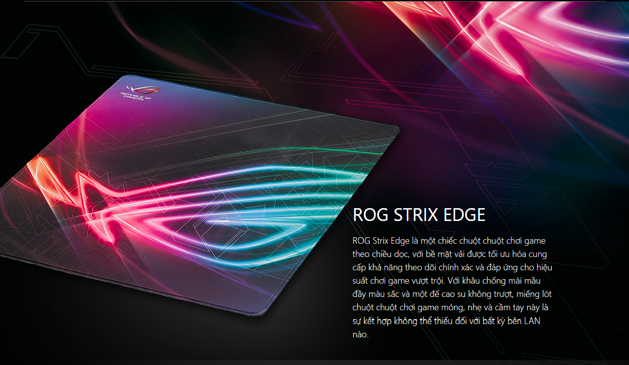 Lót chuột gaming ROG Strix Edge với thiết kế đường khâu chống sờn đủ ...
