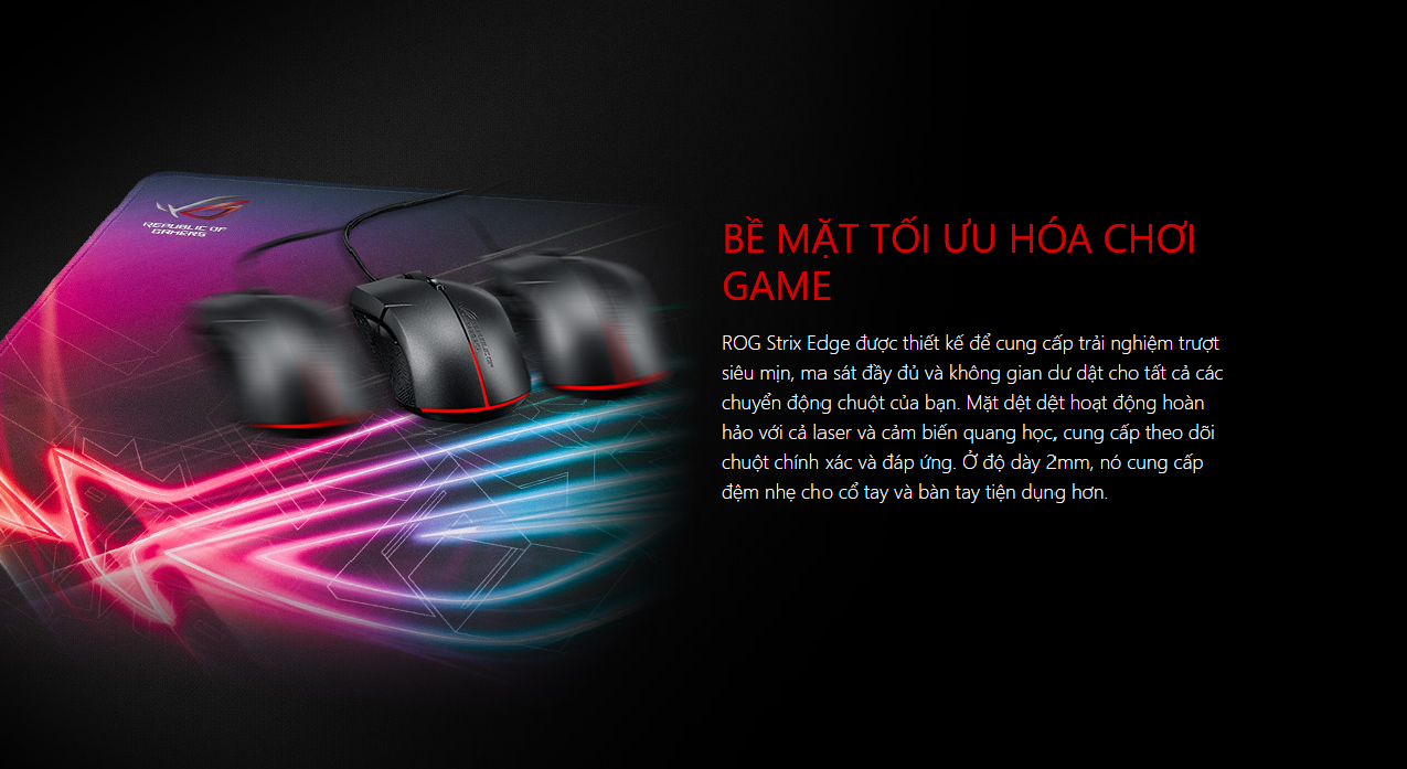 Lót chuột gaming ROG Strix Edge với thiết kế đường khâu chống sờn đủ ...