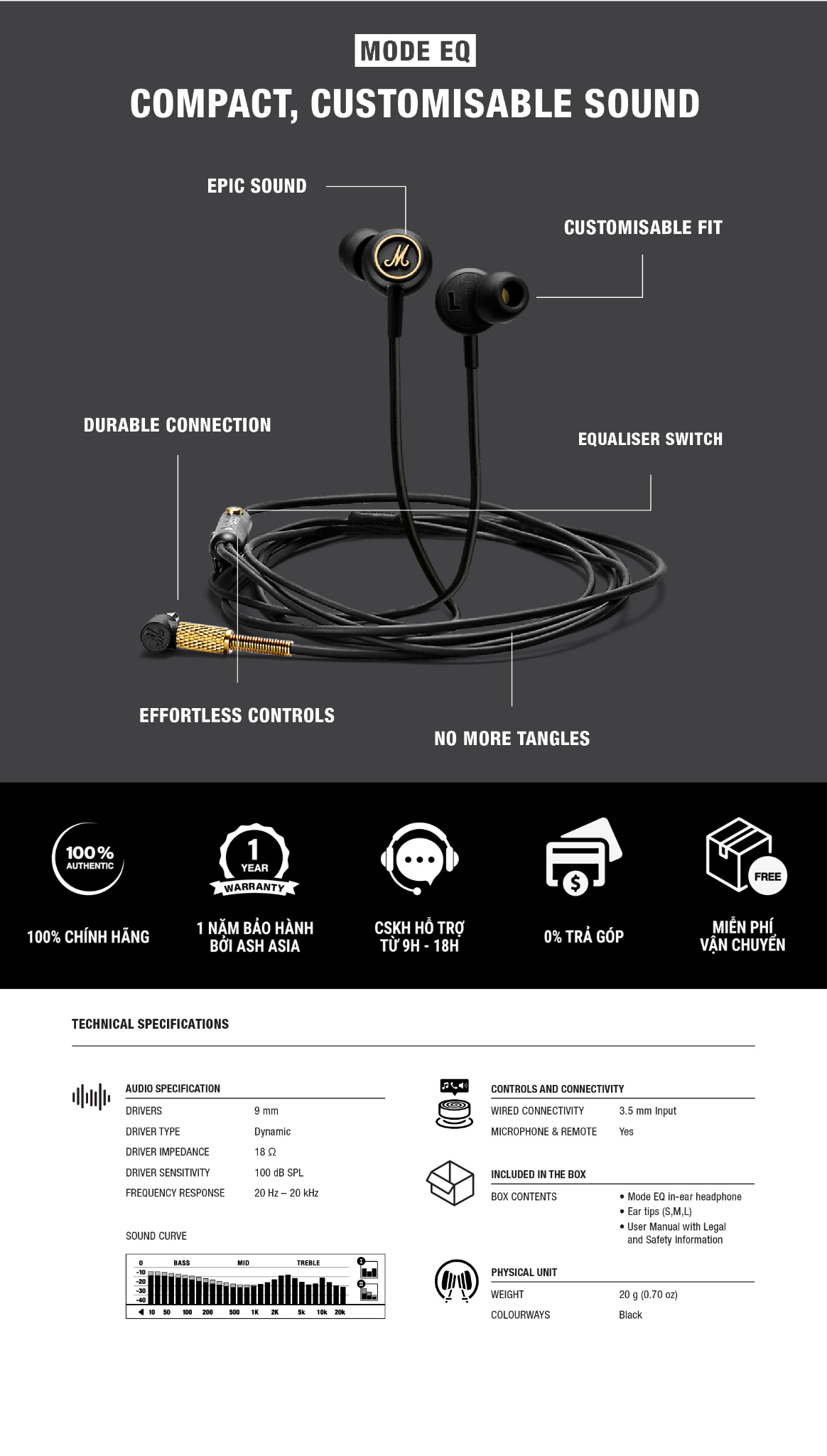 Tai nghe Marshall MODE EQ Black Brass - Bảo Hành Chính Hãng ASH 1 Đổi 1 ...