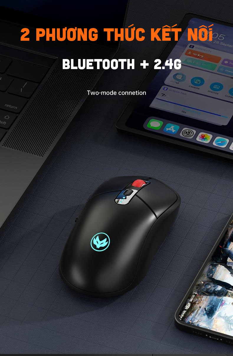 Chuột Gaming Atas F30 - Silent- 3 MODE Không dây Bluetooth - Pin sạc ...