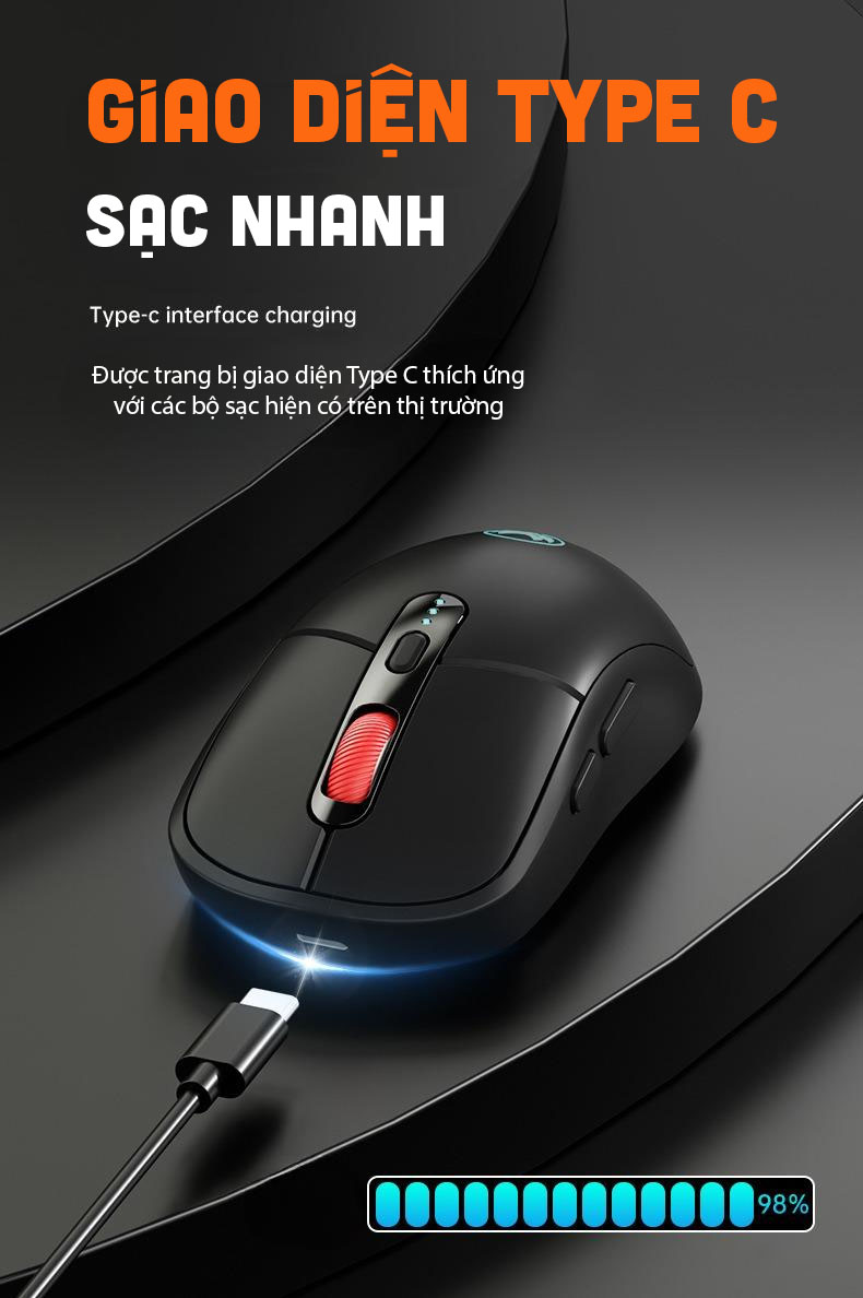 Chuột Gaming Atas F30 - Silent- 3 MODE Không dây Bluetooth - Pin sạc ...