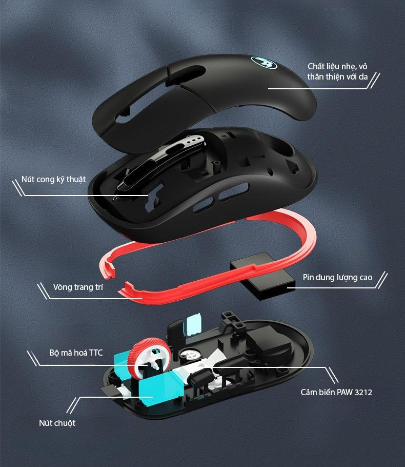 Chuột Gaming Atas F30 - Silent- 3 MODE Không dây Bluetooth - Pin sạc ...