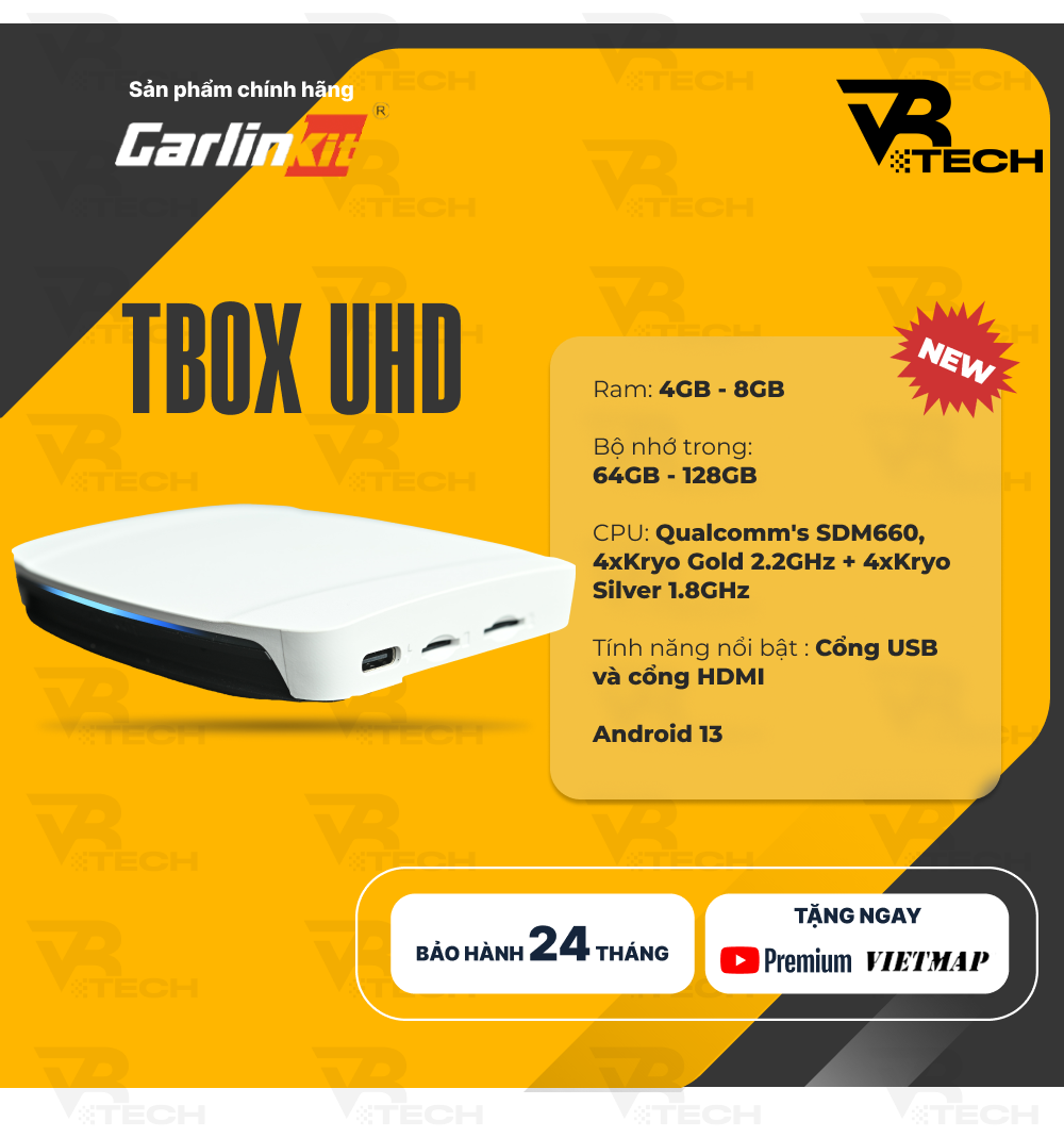 Bộ Android Box Chính Hãng Carlinkit Tbox UHD HDMI 2025 Qualcomm 660, Bản cao cấp nhất, tặng ...