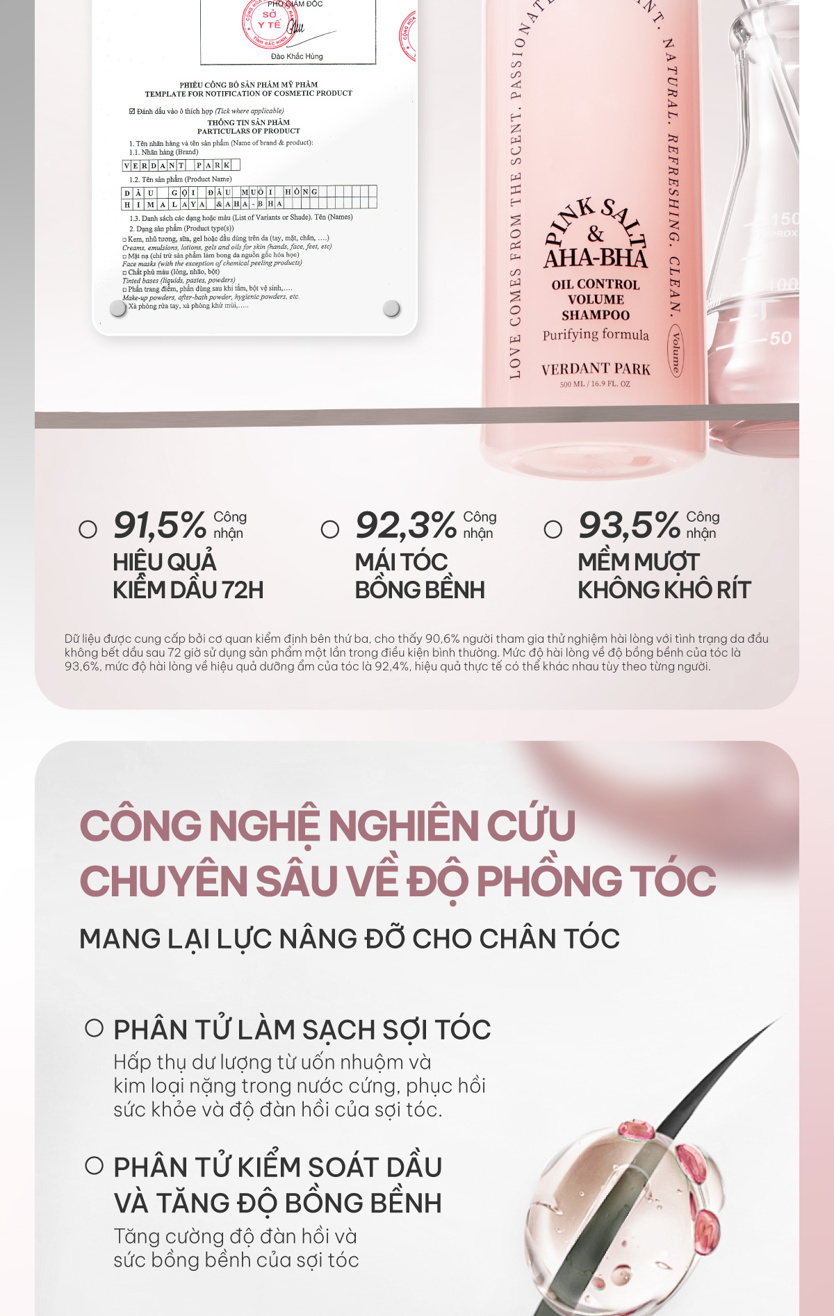 Dầu Gội VERDANT PARK 500ml muối hồng Himalaya Pink Salt AHA BHA Oil Control Volume Shampoo kiềm ...