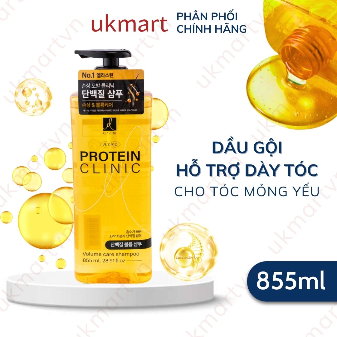 Dầu gội - xả Protein Hàn Quốc mọc tóc, giúp dày tóc Elastine Amino Protein Clinic 855ml | Shopee ...