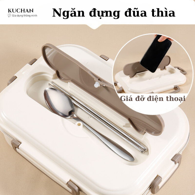 Hộp cơm giữ nhiệt Uchan 2 ngăn 3 ngăn 4 ngăn Khay cơm inox quay lò vi sóng Cà mên giữ nhiệt SP07 ...