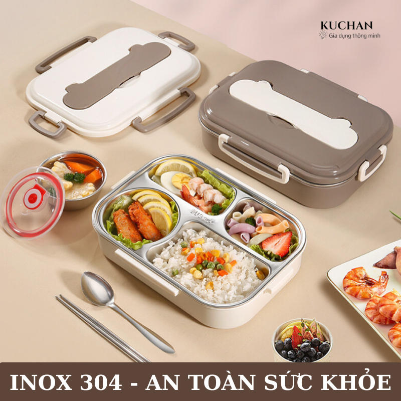 Hộp cơm giữ nhiệt Uchan 2 ngăn 3 ngăn 4 ngăn Khay cơm inox quay lò vi sóng Cà mên giữ nhiệt SP07 ...