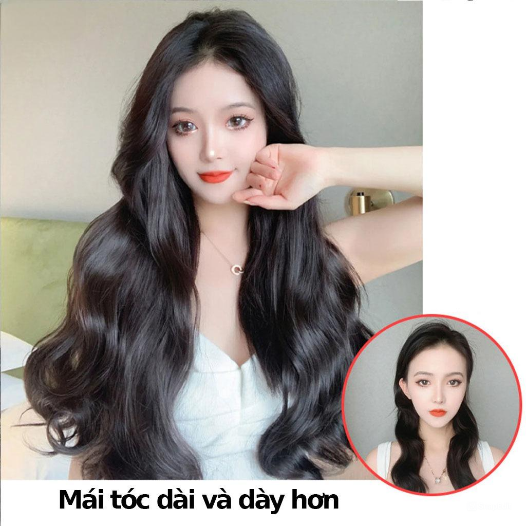 Tóc giả kẹp xoăn dài đẹp cho nữ Koty, tóc giả nửa đầu làm dày tóc tự ...