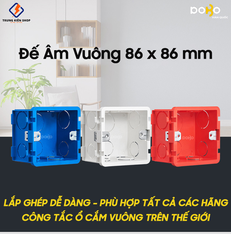 [CÓ VAT - HÀNG CHÍNH HÃNG]Đế âm tường cho ổ cắm điện vuông cao cấp DoBo Korea - nhựa ABS chống ...
