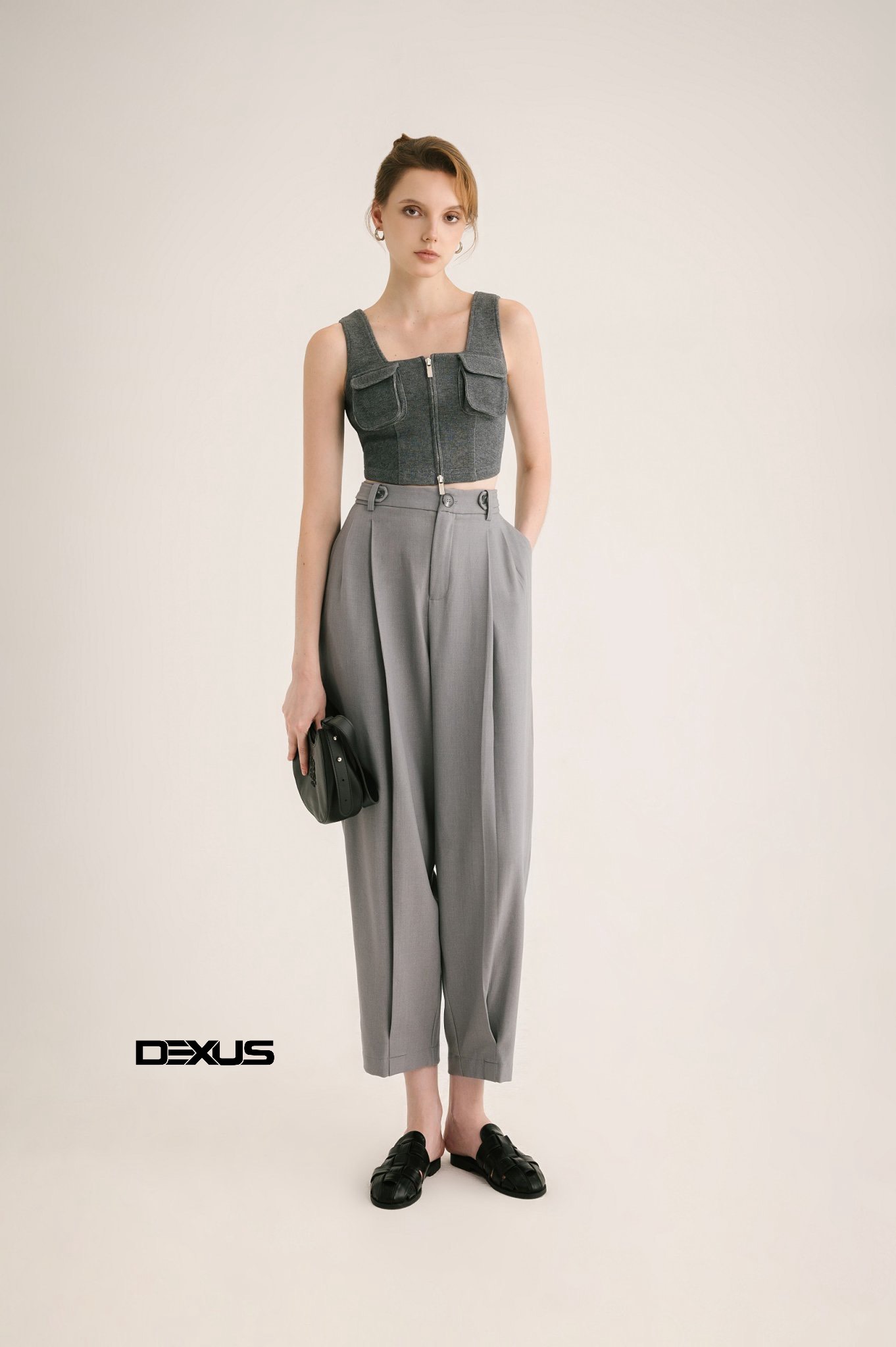 [UP TO 50%] Quần âu baggy nữ trendy 𝐃𝐗 𝐃𝐄𝐗𝐔𝐒 dáng dài màu ghi xám basic CLIN TON DEXUS_DXQ70206 ...