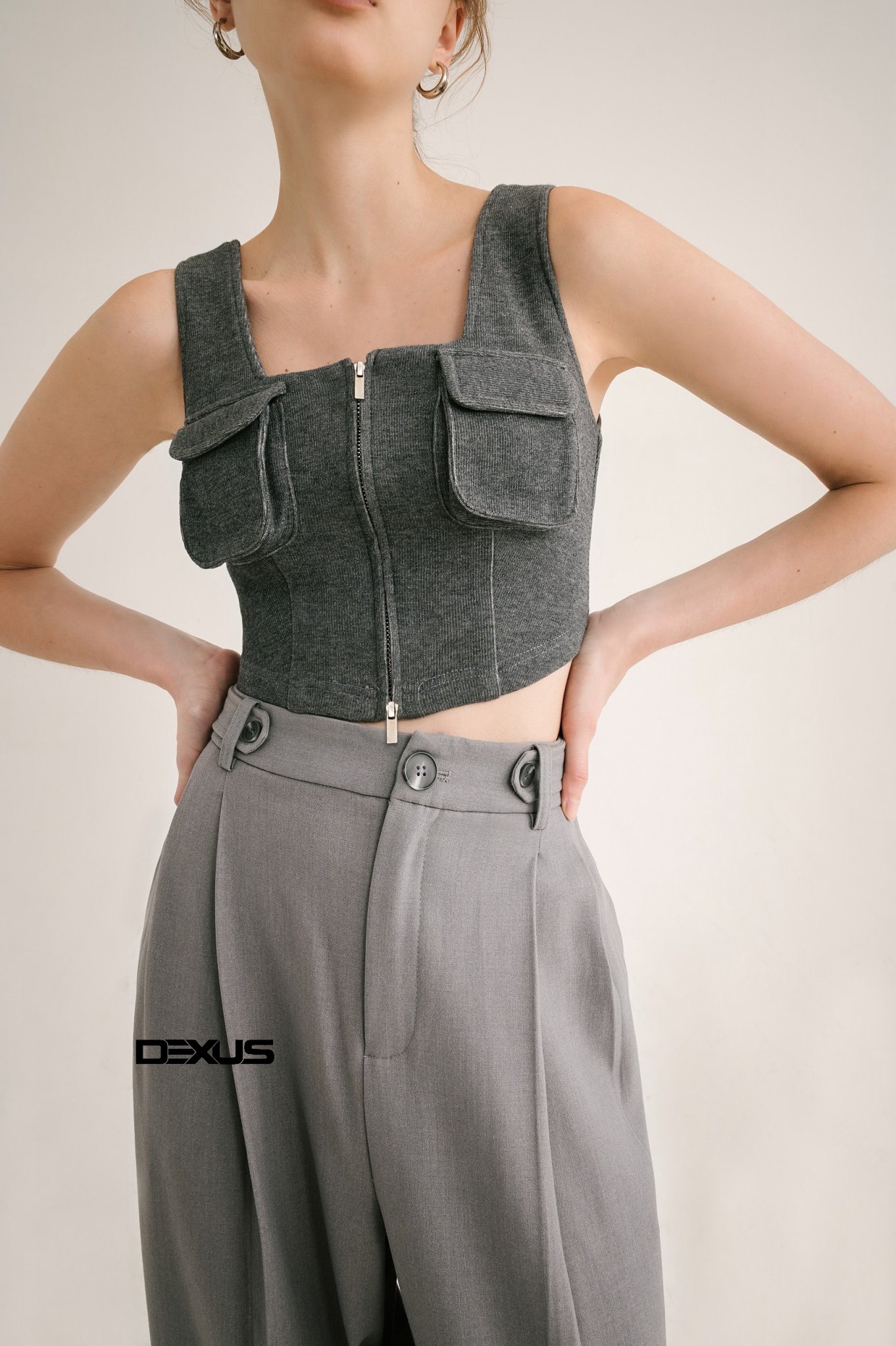 [UP TO 50%] Quần âu baggy nữ trendy 𝐃𝐗 𝐃𝐄𝐗𝐔𝐒 dáng dài màu ghi xám basic CLIN TON DEXUS_DXQ70206 ...