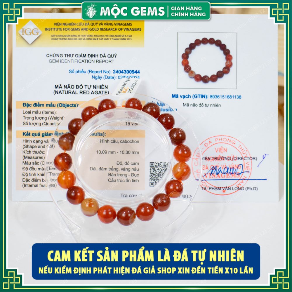 Vòng Tay Đá Mã Não Đỏ Mộc Gems Tặng Kèm Hộp Gấm Nhung Giúp Mang Lại Bình An Tài Lộc Và May Mắn ...