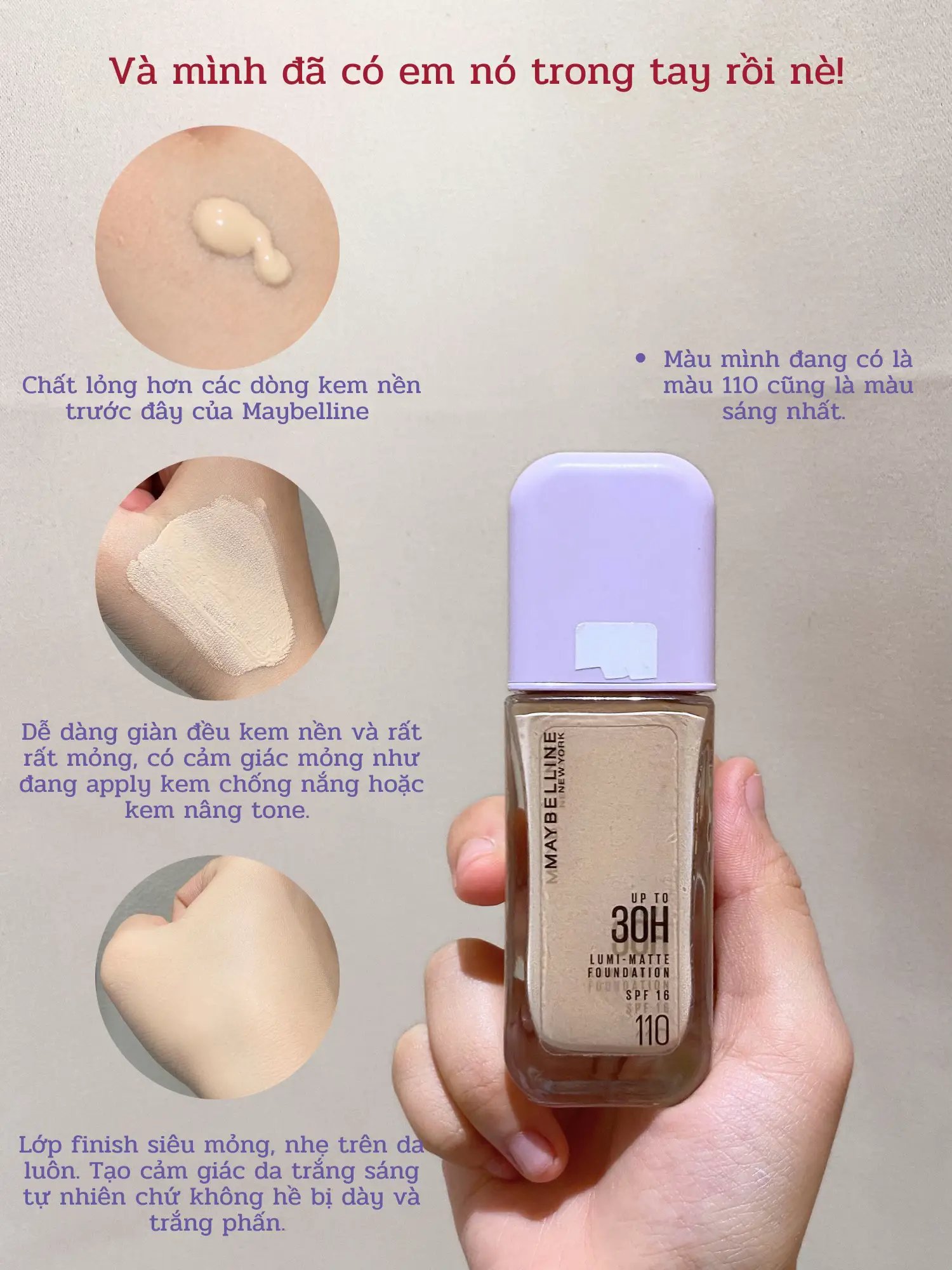 Kem nền Maybelline Superstay Lumi Matte 30H Foundation che phủ nhẹ mặt ...