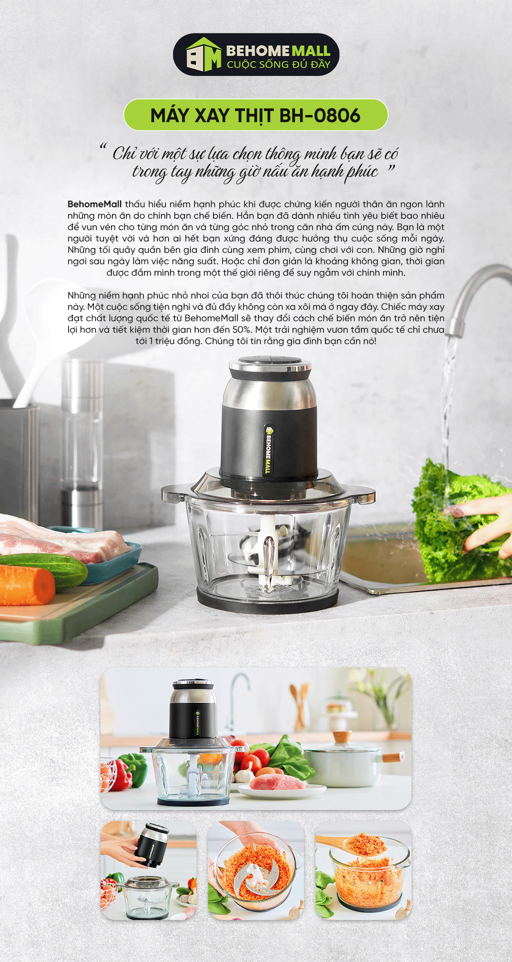 Máy Xay Đa Năng BehomeMall 500W Xay Đa Năng Các Loại Thực Phẩm BH0806 ...