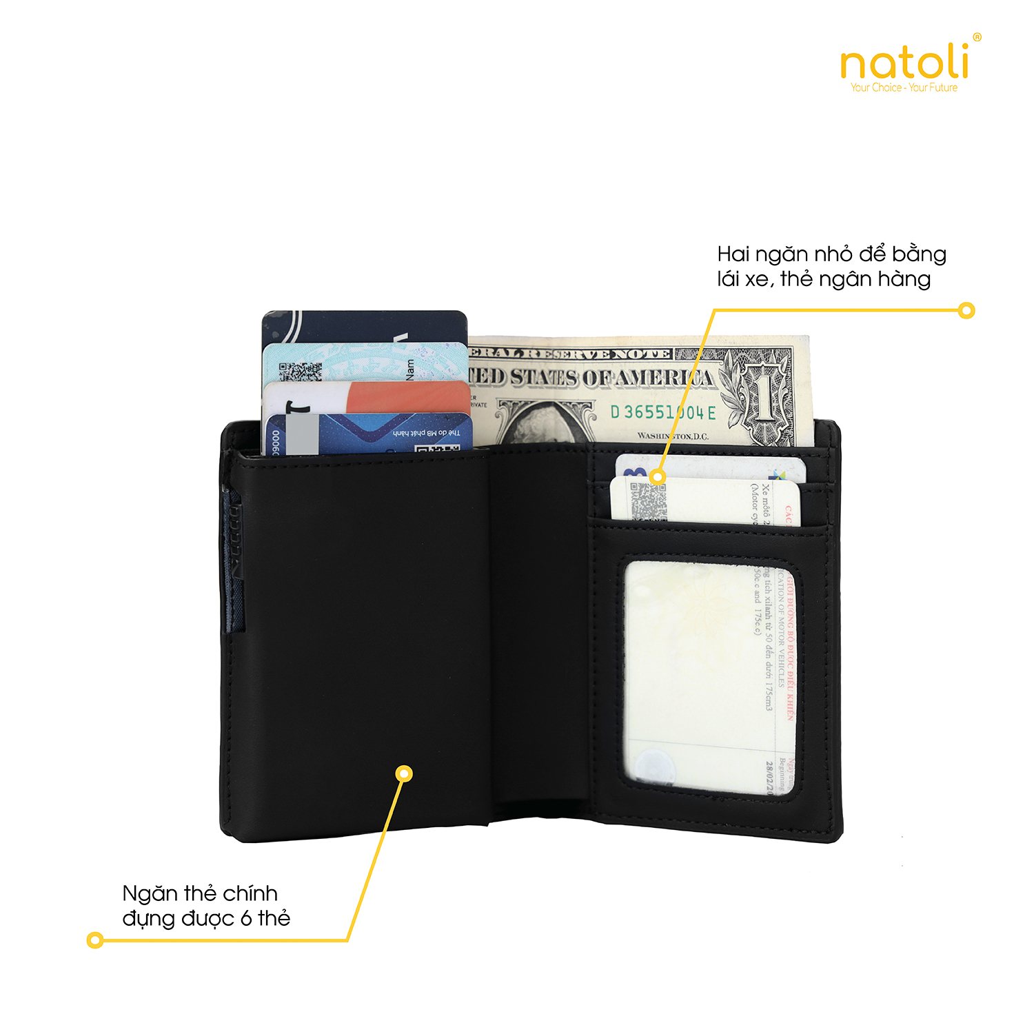 Ví da nam thông minh Thương hiệu Natoli dáng đứng, gập đôi, đựng thẻ cao cấp BST Ryder Wallet V9 ...