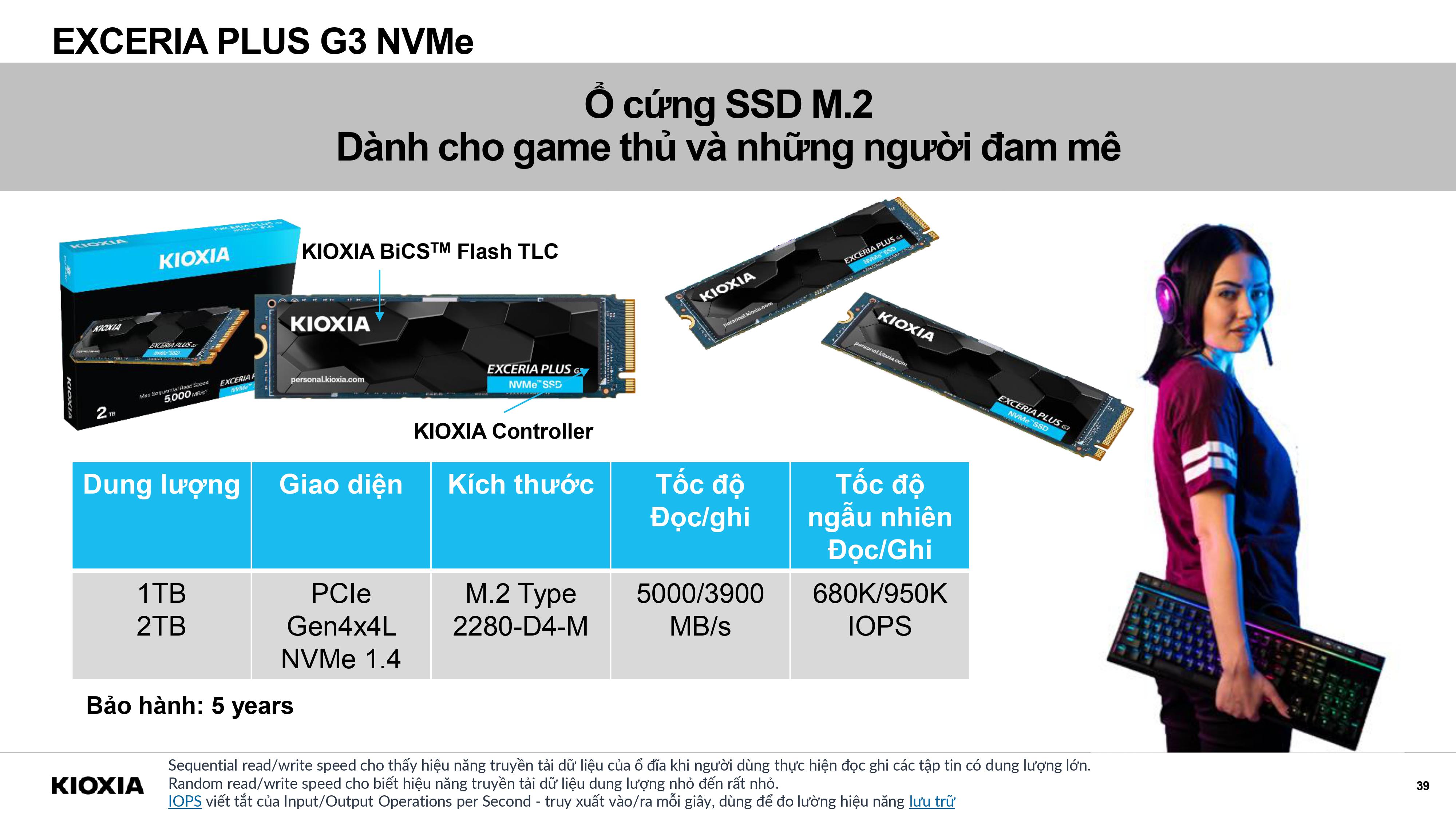 Ổ CỨNG SSD NVMe Dlượng Lớn 1Tb/2Tb KIOXIA EXCERIA PLUS G3 đọc 5000mb/s,ghi 3900 mb/s-Hàng Chính ...