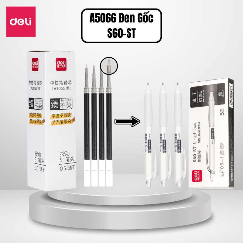 Combo 10/20 Ngòi Ruột gốc bút gel Deli 0.5mm dùng cho bút gel A575 A057B lâu hết mực trơn tru ...