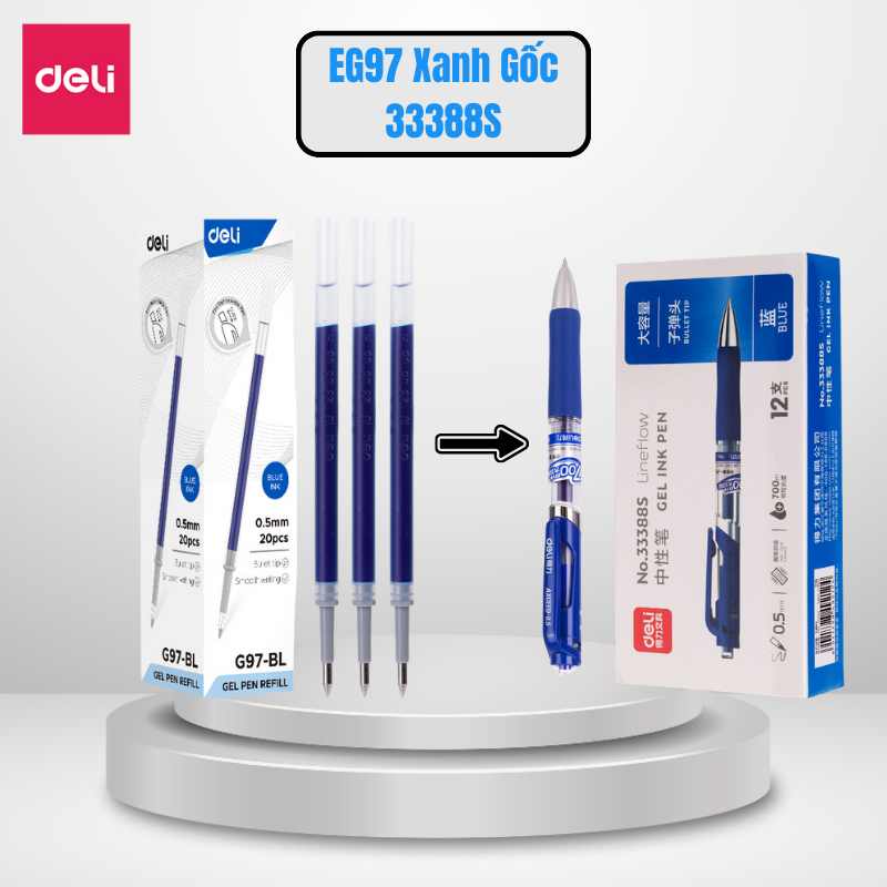 Combo 10/20 Ngòi Ruột gốc bút gel Deli 0.5mm dùng cho bút gel A575 A057B lâu hết mực trơn tru ...