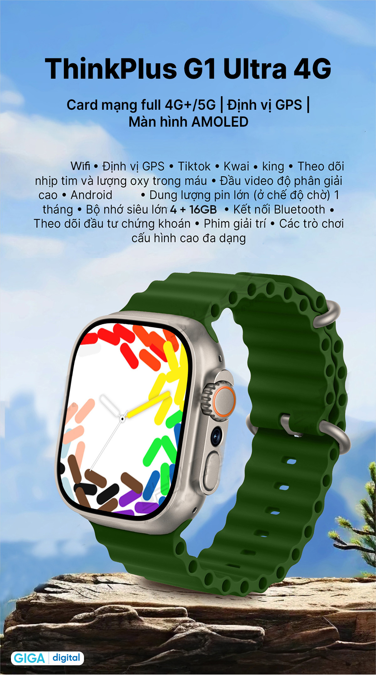 Đồng hồ thông minh ThinkPlus G1 Ultra 4G - Màn hình AMOLED 2.02 inch ...