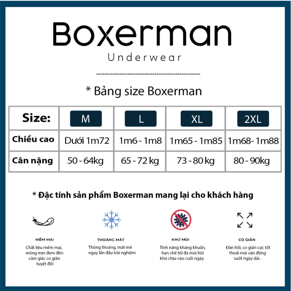 COMBO 3 quần sịp nam boxer PROMESH,chất vải lụa băng thông thoáng chính hãng BOXERMAN | Shopee ...