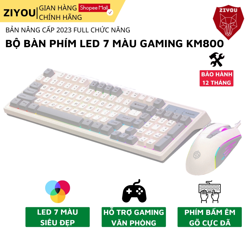 Bàn Phím Gaming Và Chuột Led Ziyou KM800 Màu Cực Đẹp Dùng Văn Phòng, Chơi Game Phím Bấm Êm ...