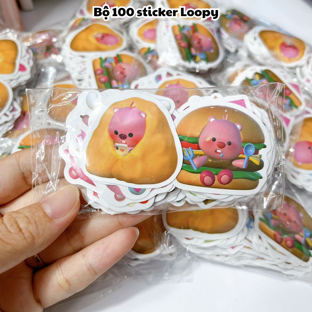 100 sticker Loopy nhân vật hoạt hình cắt sẵn không trùng dùng trang trí ...